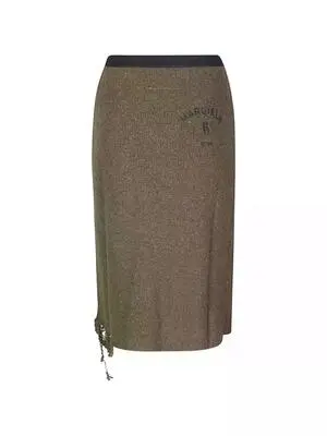 MAISON MARGIELA Logo Print Distressed Hem Skirt
