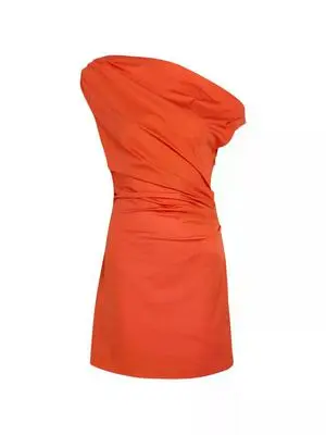 Staud One-shoulder Draped Mini Dress - Orange