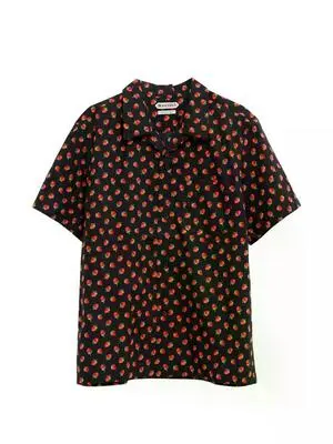 JW Anderson Strawberry-print Short-sleeve Shirt - Black
