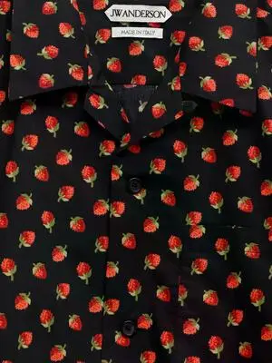 JW Anderson Strawberry-print Short-sleeve Shirt - Black