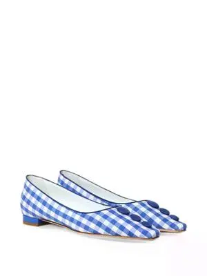 Manolo Blahnik Alexa Gingham-print Button-embellished Pumps - Blue