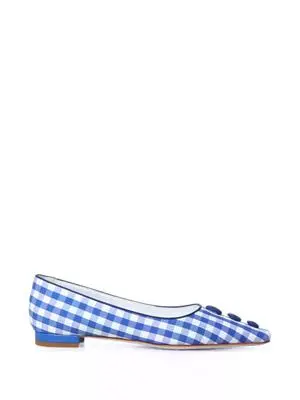 Manolo Blahnik Alexa Gingham-print Button-embellished Pumps