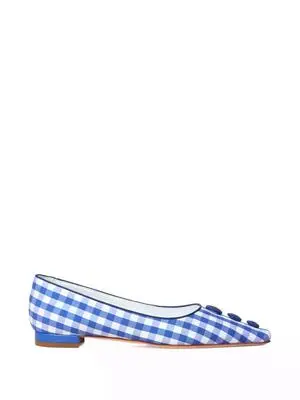 Manolo Blahnik Alexa Gingham Print Button-embellished Pumps - Blue