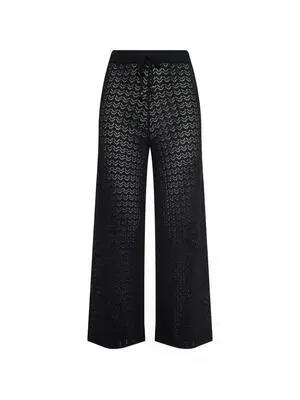 L'Agence Gaelle Pointelle-knit Trousers - Black