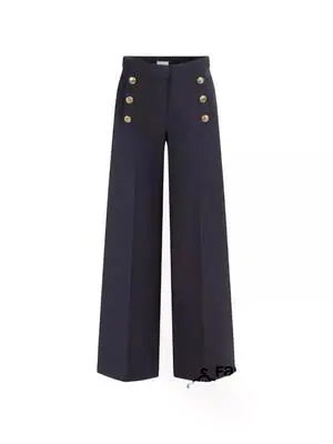 Seductive Bridget Button-embellished Trousers - Blue