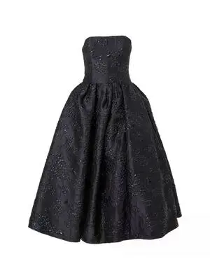 Carolina Herrera Strapless Floral Jacquard Midi Dress