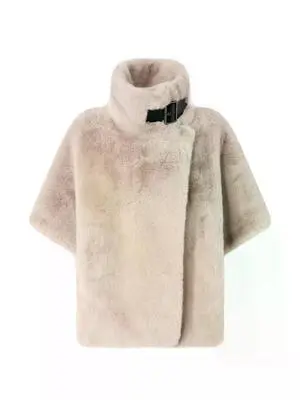 Pinko Faux-fur Buckle-detail Jacket - Neutrals