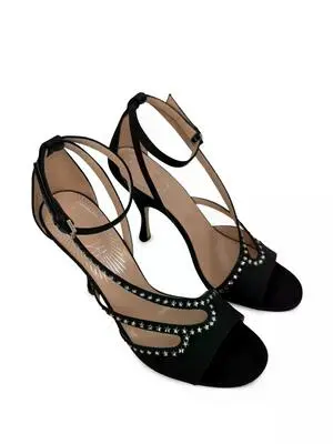 Gucci Satin Star Embellished Heeled Sandals - Black