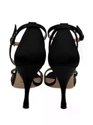Gucci Satin Star Embellished Heeled Sandals - Black