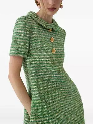 Carolina Herrera Button-up Tweed Shift Mini Dress