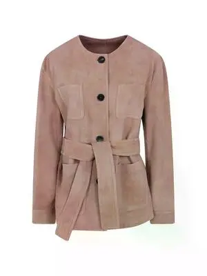 Max Mara Bohemia Belted Suede Jacket - Neutrals