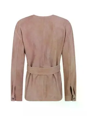 Max Mara Bohemia Belted Suede Jacket - Neutrals