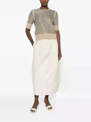 Ermanno Scervino Sequin-embellished Checkered Wool Sweater - Neutrals