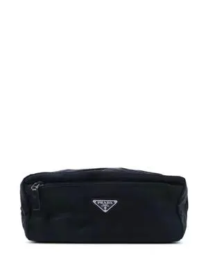 Prada Re-nylon Triangle Logo Clutch Bag - Black