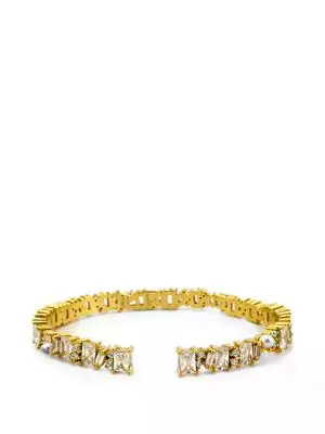 VELORA VIE Baguette-cut Zircon And Pearl Cuff Bracelet