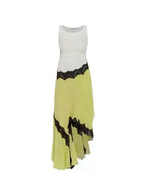 Christopher Esber Lace-insert Asymmetric Hem Tank Dress - Yellow