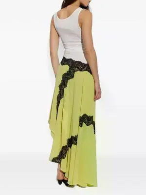 Christopher Esber Lace-insert Asymmetric Hem Tank Dress - Yellow