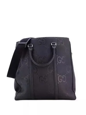 Gucci Jumbo Gg Embossed Leather Medium Tote Bag - Black