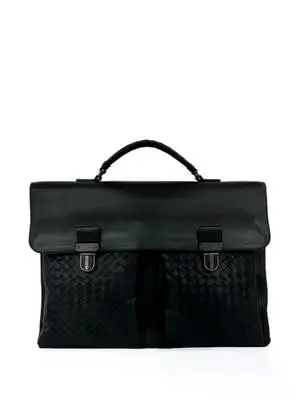 Bottega Veneta 2012-2026 Intrecciato Trimmed Nappa Business Bag - Black