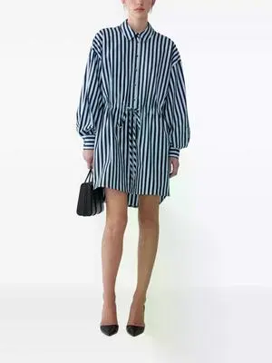 Carolina Herrera Striped Drawstring Mini Shirt Dress