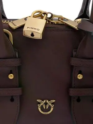 Pinko Leather Shoulder Bag With Gold Tone Hardware - Brown