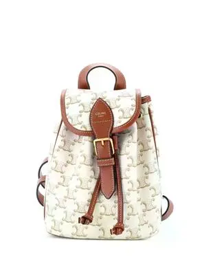 Celine Celine Folco Triomphe Coated Canvas Mini Backpack Neutrals