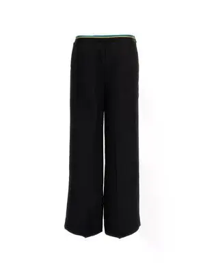 Plan C Elasticated-waistband Straight-leg Trousers - Black