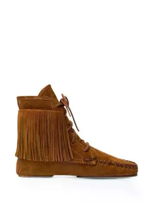 Paris Texas Indiana Fringed Ankle Boots - Brown