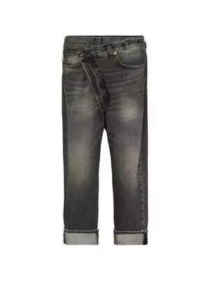 R13 Crossover Waist Turned-up Jeans - Black