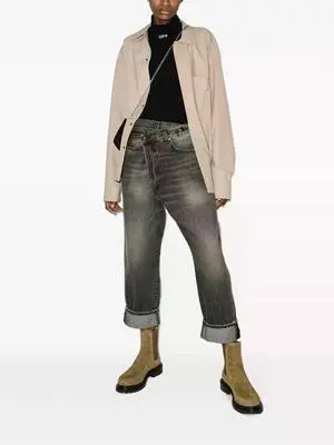 R13 Crossover Waist Turned-up Jeans