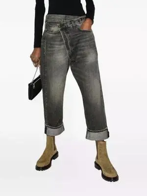 R13 Crossover Waist Turned-up Jeans