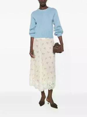 ALLUDE Ribbed-knit Crew Neck Sweater