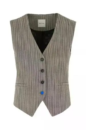 Paul Smith Herringbone Waistcoat With Contrast Back - Grey