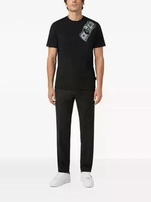 Philipp Plein Jersey T-shirt Skull Dollar Chest - Black
