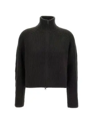 LISA YANG Heavy-knit Zip-up Sweater - Black