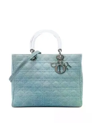 Dior Large Denim Lady Satchel - Blue