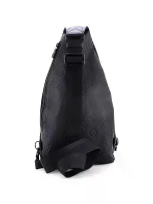 LOUIS VUITTON Duo Sling Bag Monogram Shadow Leather Crossbody Bag - Black