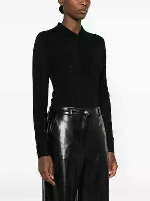 Pinko Long-sleeve Buttoned Bodysuit With Spread Collar