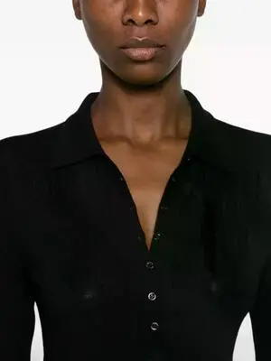 Pinko Long-sleeve Buttoned Bodysuit With Spread Collar