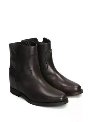 VIA ROMA 15 Leather Ankle Boots With Inside Wedge Heel