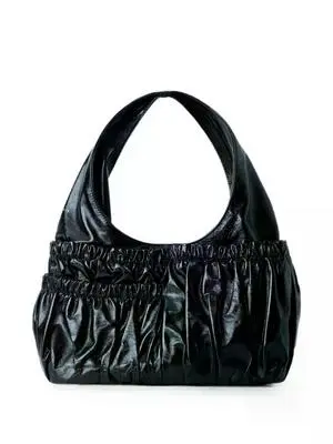 Marni Gathered Leather Tote Bag - Black