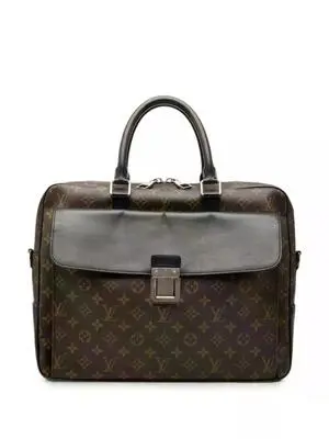 LOUIS VUITTON 2009 Monogram Macassar Soft Briefcase Business Bag - Brown