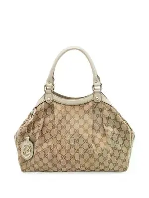 Gucci 2016-2026 Medium Gg Canvas Sukey Tote Bag - White