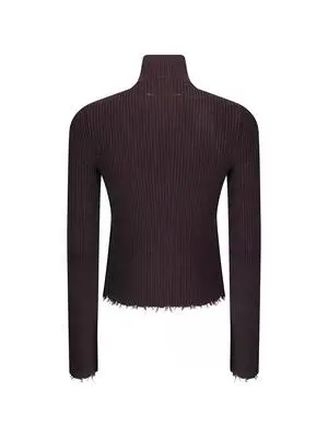 MAISON MARGIELA Ribbed Cotton Zip Cardigan - Brown