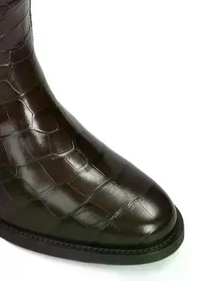 VIA ROMA 15 Croc-effect Internal Wedge-heel Ankle Boots