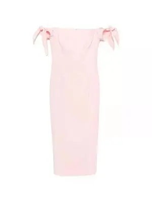 Carolina Herrera Off-shoulder Bow-detail Midi Dress - Pink