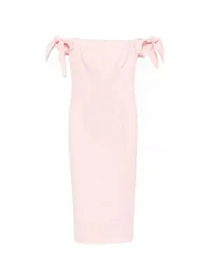 Carolina Herrera Off-shoulder Bow Detail Midi Dress - Pink