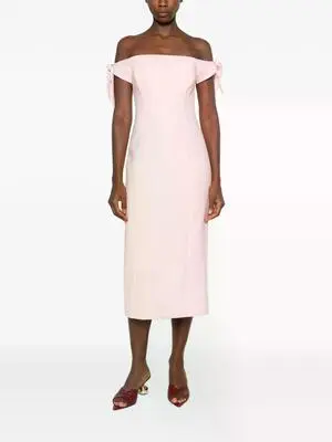 Carolina Herrera Off-shoulder Bow Detail Midi Dress - Pink