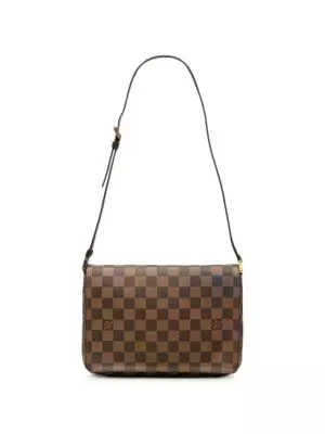LOUIS VUITTON 2002 Damier Ebene Musette Tango Short Strap Shoulder Bag - Brown