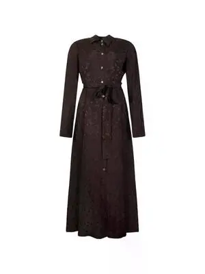 Pinko Floral-jacquard Belted Maxi Dress - Brown